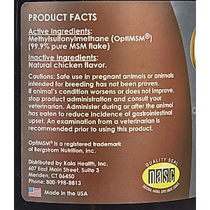 KALA HEALTH PeakTails Chicken Flavored MSM Powder for Dogs, 1 lb, Hip and Joint Support Supplement, 99.9% Pure Distilled MSM, Made in The USA