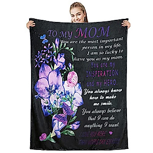 Century Star 60" x 80" Blankets Gifts for Mom Mom Gifts for Birthday Gifts from Daughter Son Mothers Day Ever Christmas Presents Purple Flower