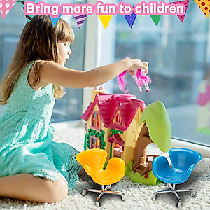 12 Pieces 1:6 Scale Dollhouse Miniature Plastic Chair Colorful Miniature Chair Dollhouse Furniture DIY Mini Armchair Backrest Swivel Egg Chairs for Dolls Dollhouse Accessories Decoration, 6 Colors