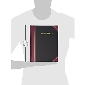 Adams Log Book, 8.13 x 10.38 Inches, Black Covers with Maroon Spine, 150 Pages (ARB810L15)