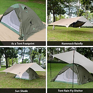 GEERTOP Portable Backpacking Tent Tarp 17 x 10 ft Large Hammock Rain Fly Tarp Shelter Camp Awning for Outdoor Travelling - No Includes Poles