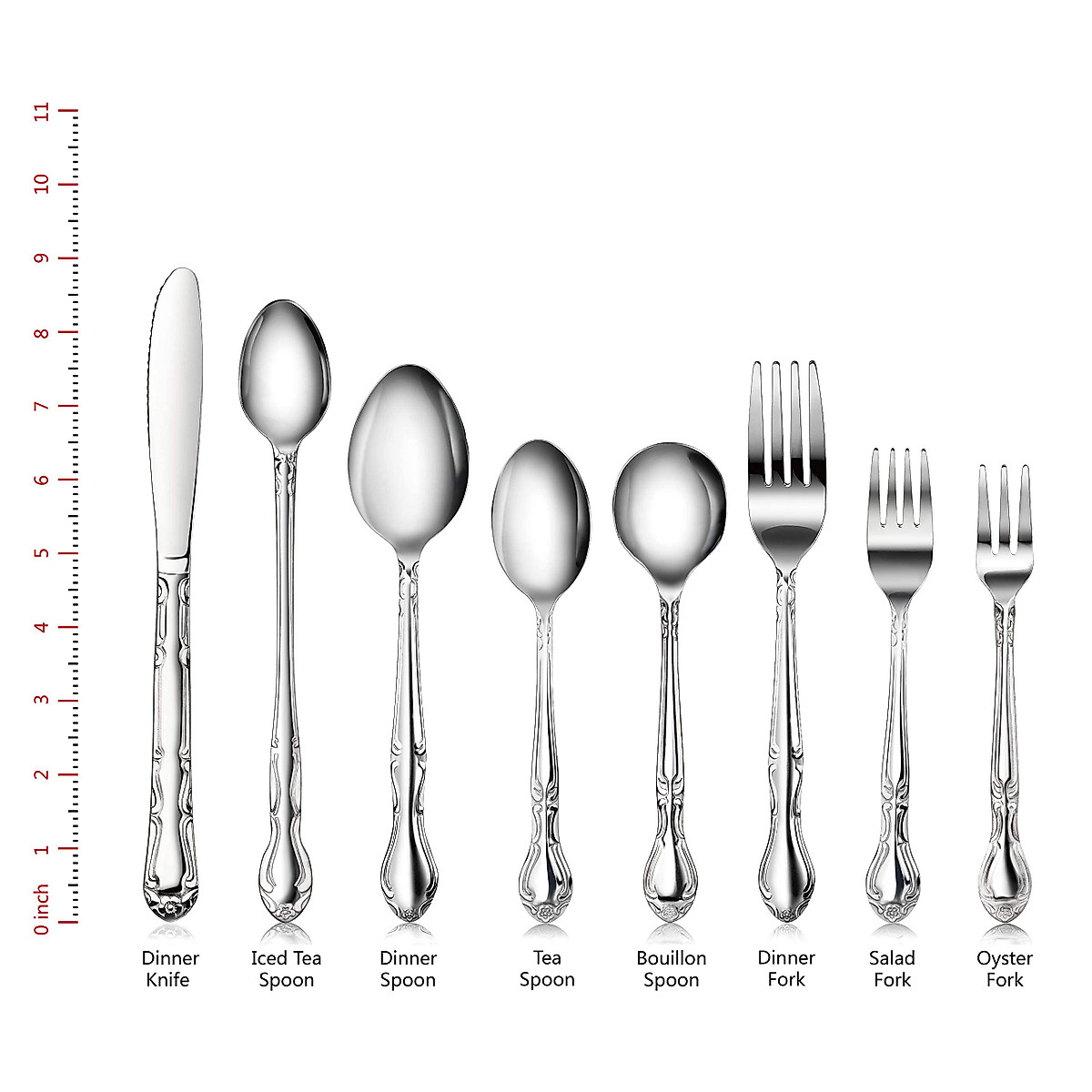 New Star Foodservice 58741 Rose Pattern, 18/0 Stainless Steel, Bouillon Spoon, 6.1-Inch, Set of 12