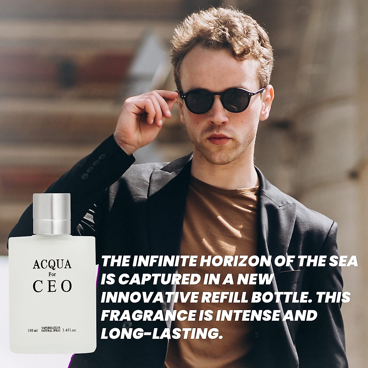 NovoGlow AQUA FOR CEO, Eau de Toilette Spray Perfume, Fragrance For Men- Daywear, Casual Daily Cologne Set with Deluxe Suede Pouch- 3.4 Oz Bottle- Ideal EDT Beauty Gift for Birthday, Anniversary