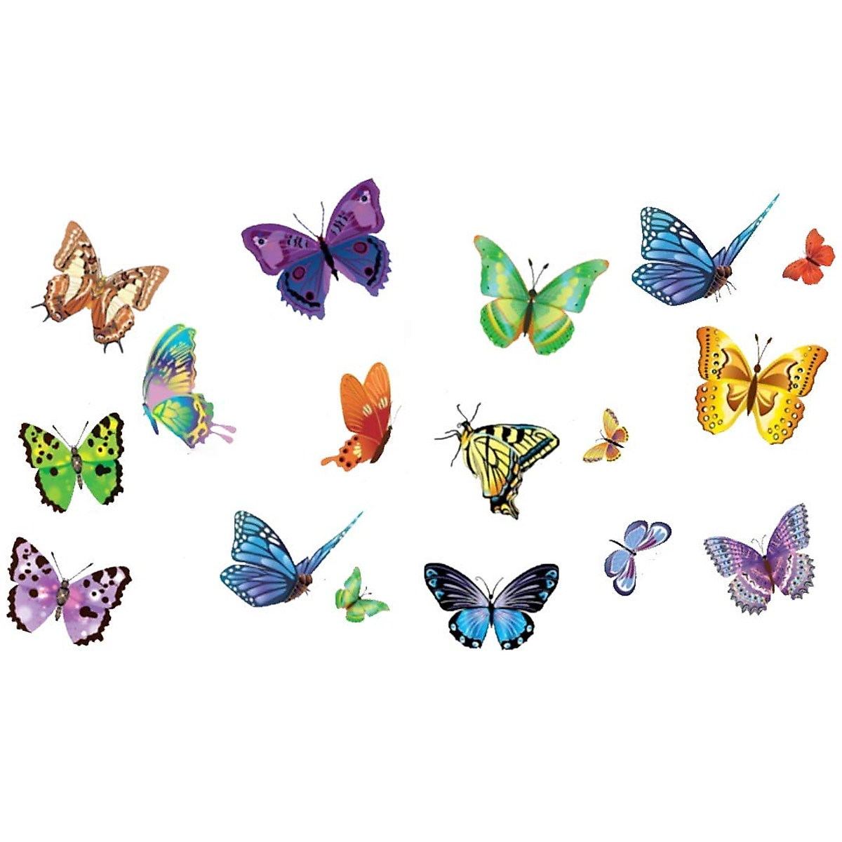 Removable Creative Wall Stickers- 17 Butterflies, Colorful Butterfly Wall Decals Kids Room Mini Wall Decorations Art Sticker Nursery 3D DIY PVC Decal