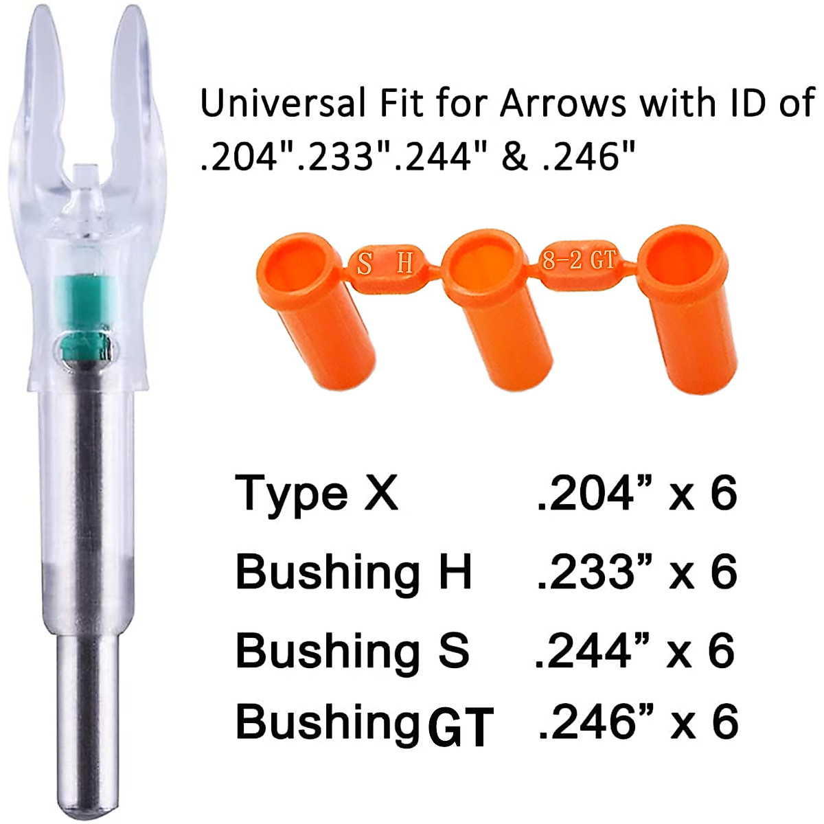 Ellen Archery 6PCS New X Lighted Nock Universal LED S Nock Fit Arrows .204 .233 .244 .246 Inside Diameter Automatically Bowstring Screwdriver Included (Green)