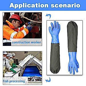 Haiou 2 Pairs Chemical Resistant Gloves, Long Rubber Gloves, Long Waterproof Gloves and Heavy Duty Waterproof Gloves for Chemical and Acid Work, 25 inches, Large