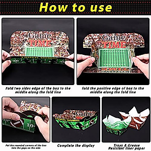 100 Pieces Football Py Supplies Football Food Paper Trays Serving Disposable and Football Deli Sheets Rugby Football Grease Resistant Liner for Football Game Day Birthday Tailgate Party Supplies