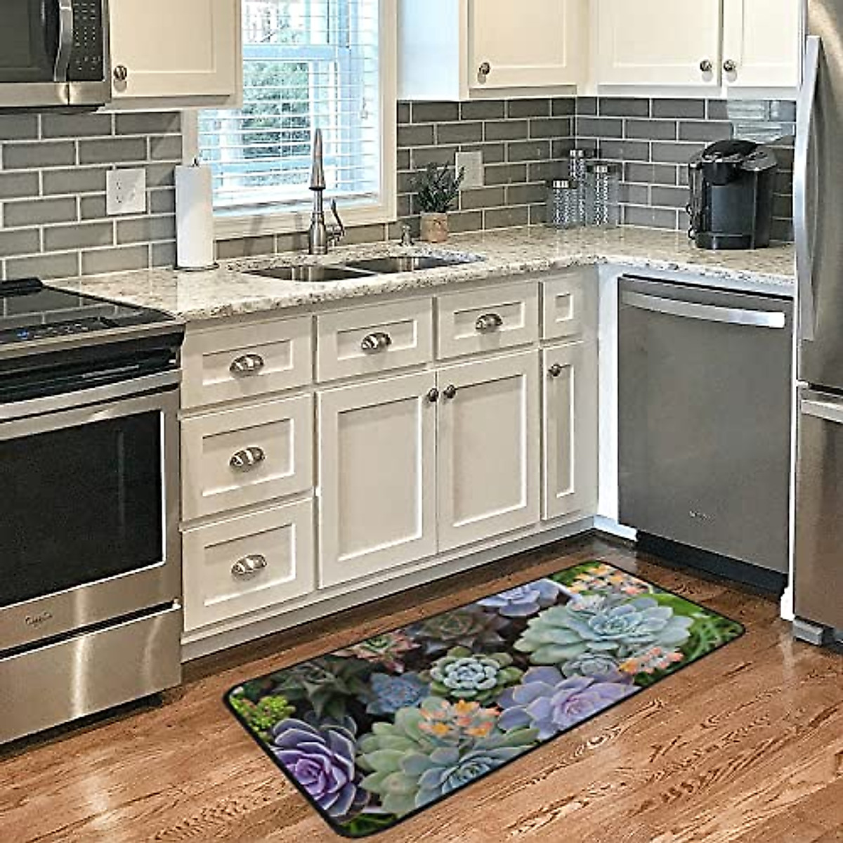 KFBE Succulents Plant Area Rugs 39x20 inch Carpet for Kitchen, Bathroom, Laundry Room, Bedroom (20809835)