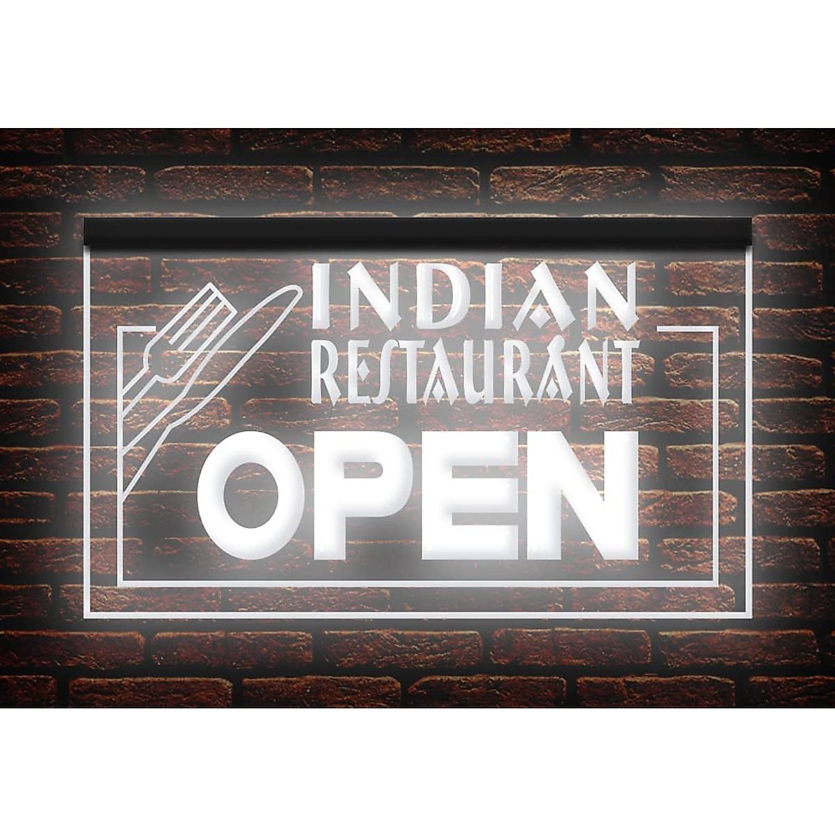 110044 Indian Restaurant Open Curry Food Cafe Decor Display LED Light Neon Sign (12" X 8", White)