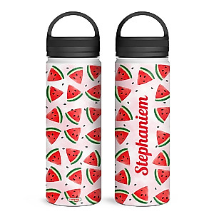 winorax Personalized Watermelon Pattern Design Water Bottle Stainless Steel 12oz 18oz 32oz Sports Bottles for Kids Women Girls Funny Gift for Back To School Summer Birthday Christmas