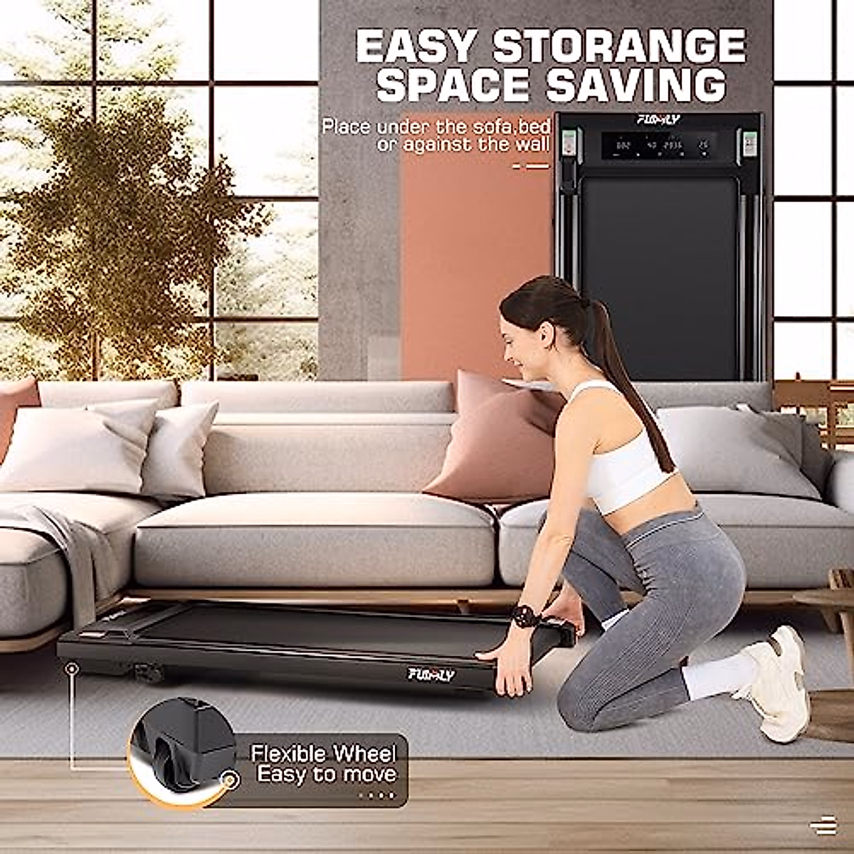 Walking Pad Under Desk Treadmill 2.5HP Folding Treadmill with Incline, 2 in 1 Treadmills for Home Office with LED Touch Screen | Remote Control | Max 300lbs Weight Capacity | Installation-Free