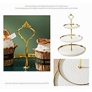 CofeLife Set of 2 Porcelain Cupcake Stand Ceramic Dessert Stand Tiered Serving Trays with Gold Rod, 3 Tiers and 2 Tiers Cake Stand Party Serving Trays Fruit Pastry Holders for Wedding and Party