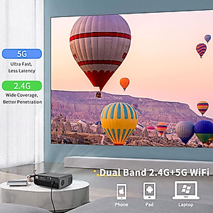 Native 1080P 2.4/5G WiFi Bluetooth Projector, 10000LM Ultra HD Outdoor Movie Projector Wireless iOS/Android Sync Screen & Zoom, 4K Home Theater Video Projector with HDMI/USB for Laptop DVD TV Stick PC