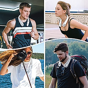 SmartDevil Portable Neck Fan, Hands Free Bladeless Neck Fan, Rechargeable Wearable Personal Neck Fan, 360° Cooling Hanging Neck Fan, 3 Speeds, 48 Air Outlet, for Travel, Sports, Outdoor (White)