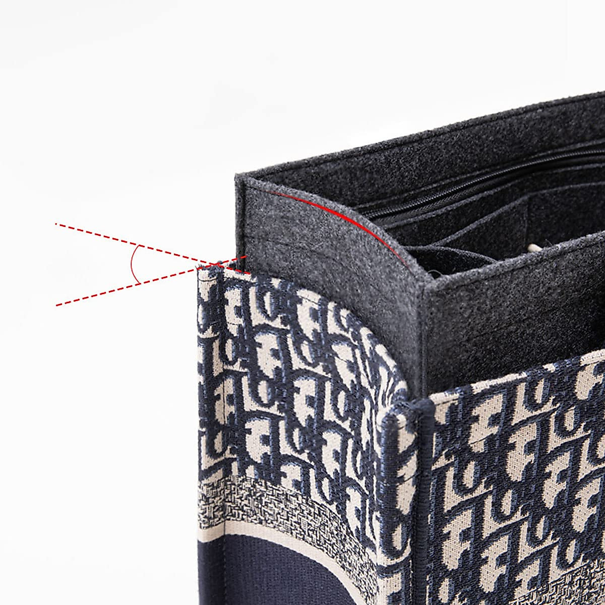 Lckaey Purse Organizer insert for book tote insert book medium tote insert 2008black grey-L