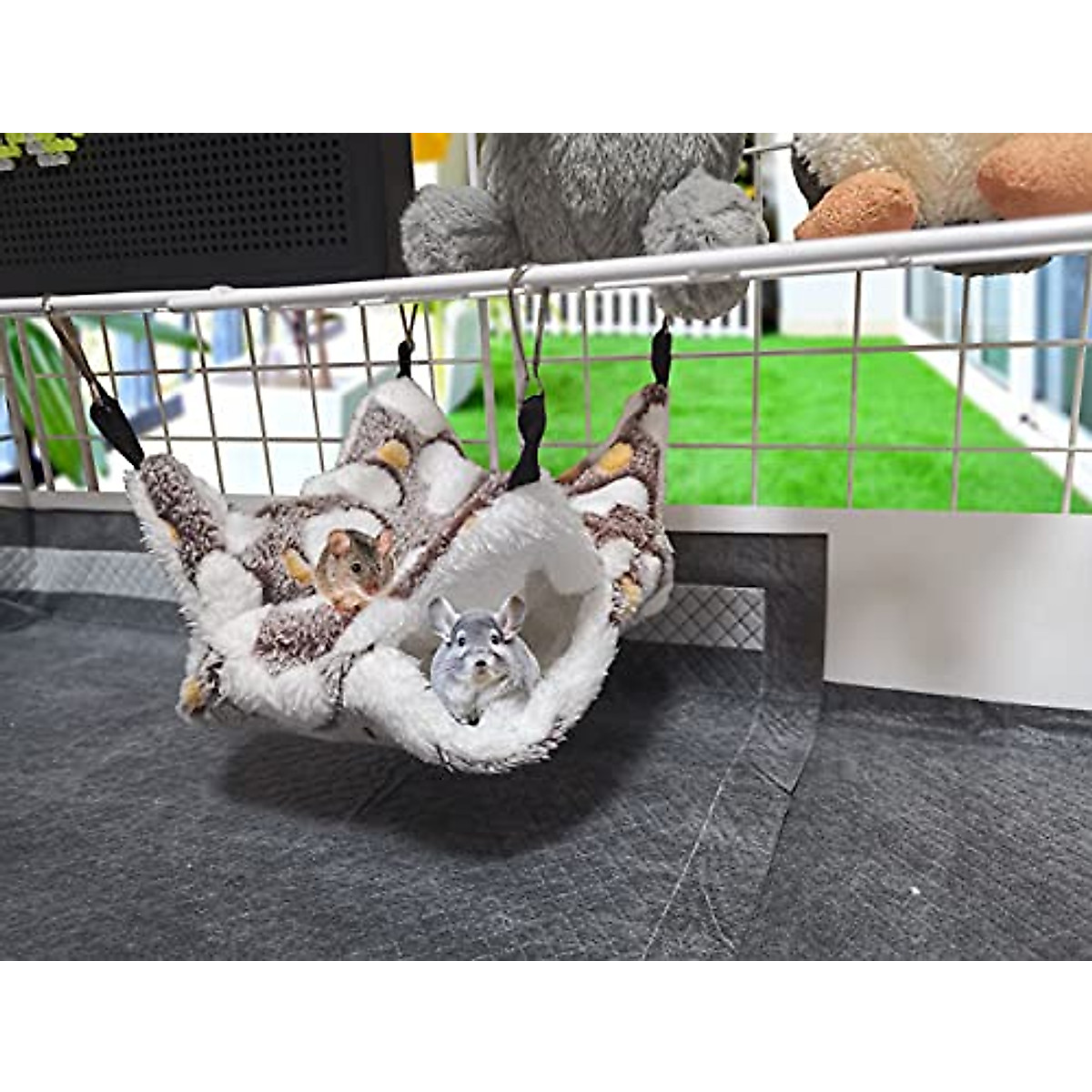 PlayCraftz Rectangle Wood Activity Platform and Hammock for Cage Shelves & Wood Perch Ledges for Small Animals Cages and Pets Like Hamsters, Mice, Chinchilla, Guinea Pigs, Birds, Rats.