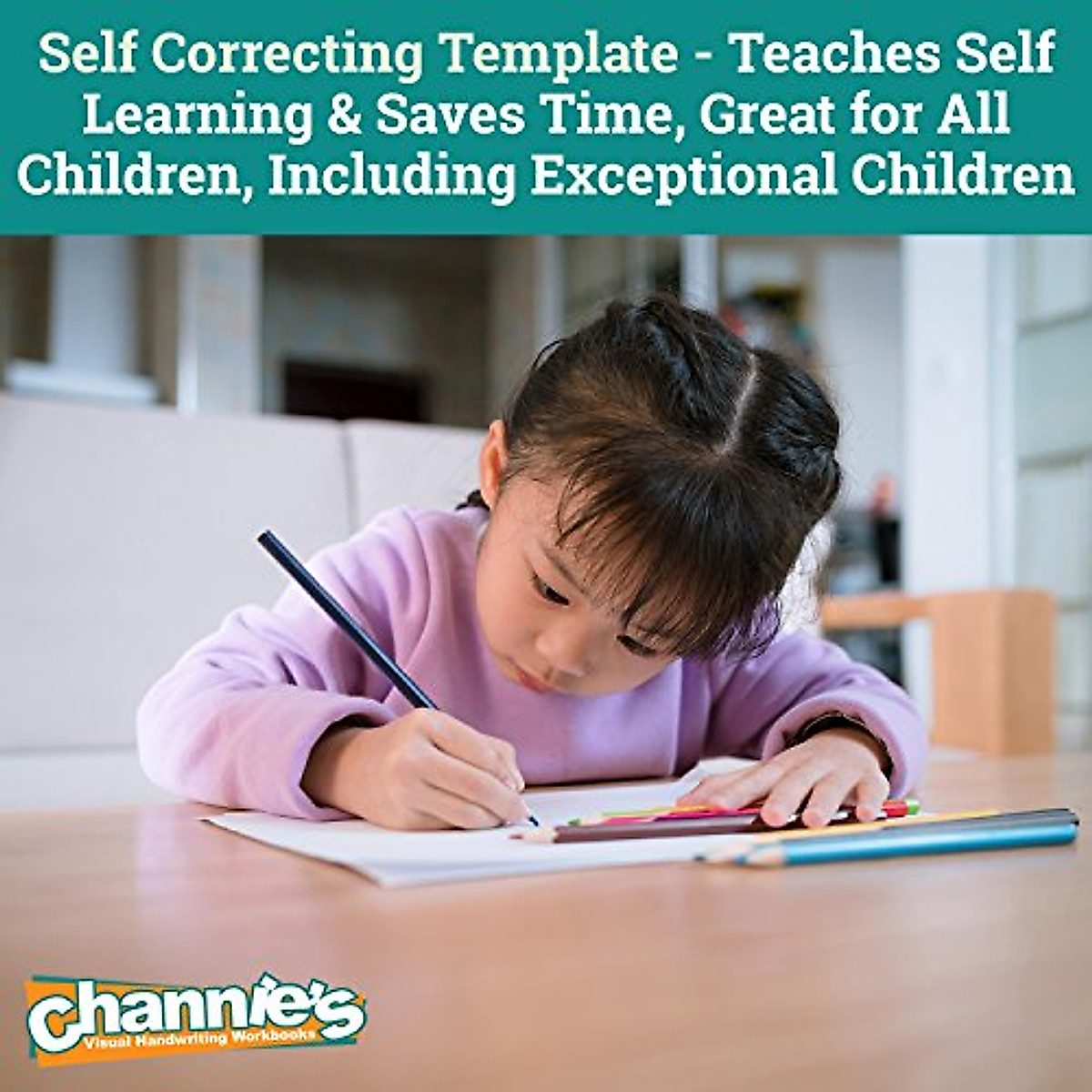 Channie’s Practice Handwriting & Printing Paper Workbook One Page A Day, 250 Pages Front & Back, 125 Sheets, Grades PreK – 1st, Size 8.5” x 11” Summer School, Summer Bridge