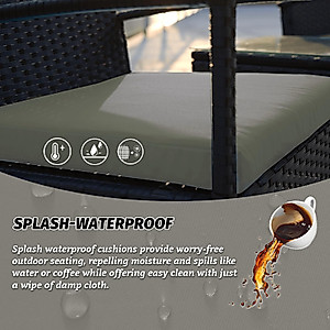 MEISSALIVVE 3 Pieces Outdoor Patio Furniture Set, Small Wicker Bistro Conversation Set for Porch and Balcony, All Weather PE Rattan Chairs with Table, Backyard Garden Furniture (Grey)