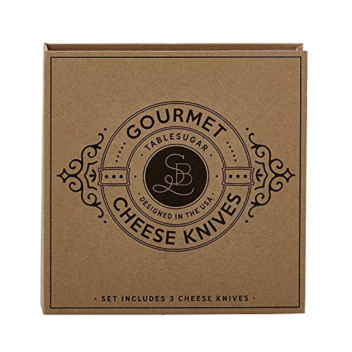 Santa Barbara Design Studio Gift Set Kitchen Essentials TableSugar Kraft Cardboard Book Gift Box, 3-Pieces, Gourmet Cheese Knives