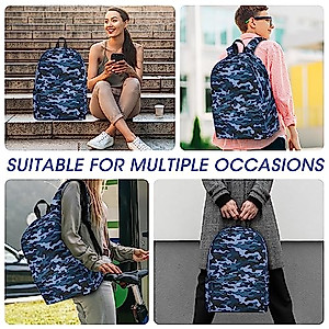 Lightweight Camo Boys School Backpack, Classic Bassic Bookbag for Middle School Students, Cute Camoflauge Patterned Casual Daypack for College, Travel, Work with 15-Inch Laptop Compartment, 17 IN