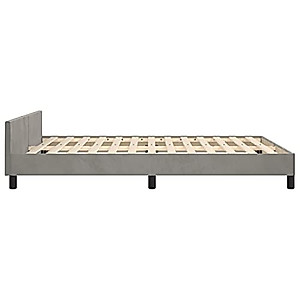 vidaXL Bed Frame with Headboard Home Indoor Bed Accessory Bedroom Upholstered Double Bed Base Furniture Light Gray 53.9"x74.8" Full Velvet
