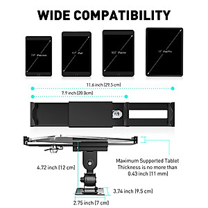 AboveTEK Tablet Wall Mount -360° Rotation iPad Wall Holder for Retail & Business, Anti Theft iPad Stand Fits 7"-11" Tablets Including iPad Pro/Air/Mini, Galaxy Tab - Security Lock & Key - (Black)