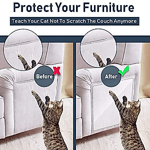 Cat Scratch Deterrent Tape - 12 x 17 Inches 8 PCS - Furniture Protector from Pet Scratch, Clear Double Side Anti-Scratch Cats Training Tape Sheets - Couch, Door, Walls, Carpet Protector – Residue Free