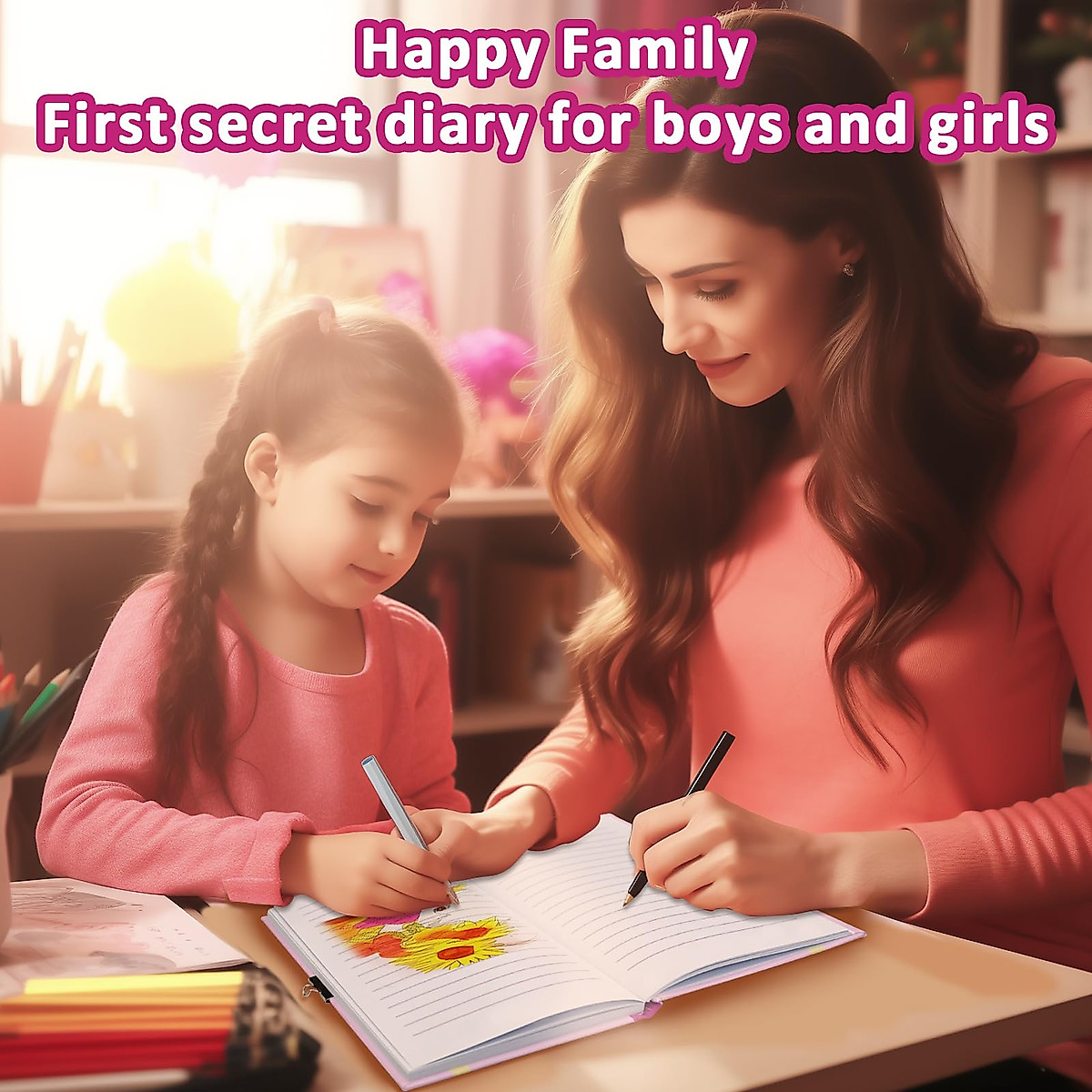 GINMLYDA Girls Diary with Lock for Kids, Unicorn Diaries 7.1x5.3 160 Pages Cute Girl Journal Secret Notebook with Lock and Key for Little Kid Writing Drawing Gift for Pre school Age 6,8,12