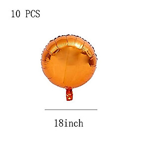 10 Pcs Round-Shaped Balloons 18 Inch Orange Foil Balloon Mylar Balloon Happy Birthday Balloons