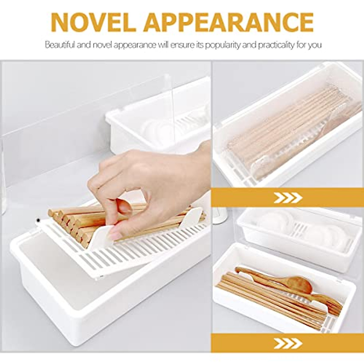 UPKOCH 5pcs box Metal and Flatware Drawer Tray Drying Holder Drainage Cutter Lid Plastic Cover Case Utensil Fork Storage Cutlery for Container Dish Silverware Spoon Home Basket Kitchen