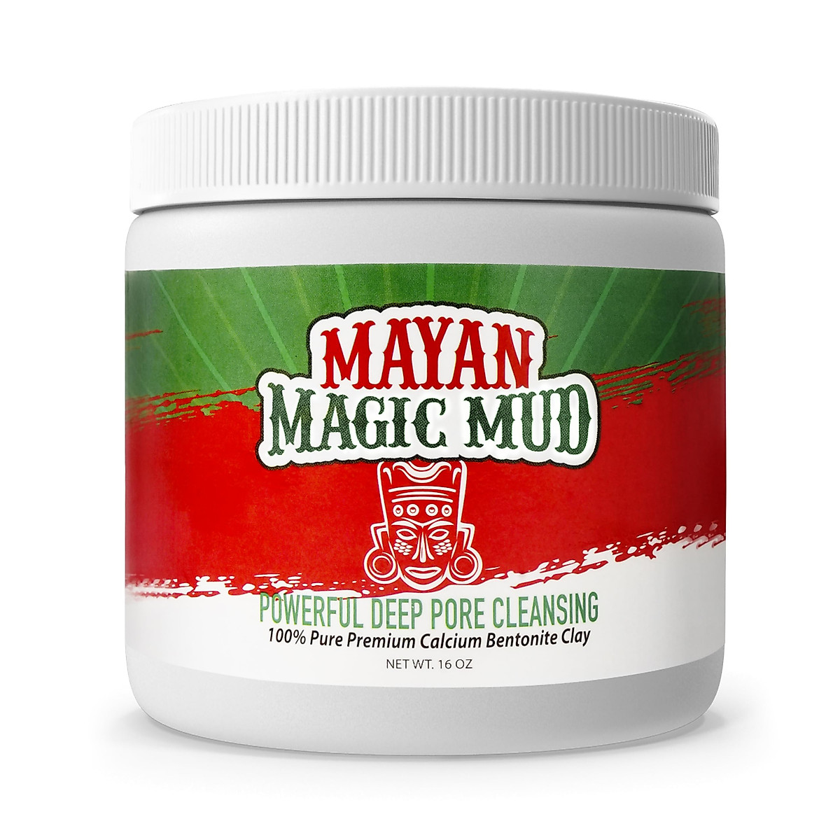 Mayan Magic Mud Powerful Deep Pore Cleansing Calcium Bentonite Clay - Natural Face Mask Peel For Men And Women - USA Made Full Facial Skin Care - Spa Level Beauty Products That Cleanse Skin - 16 Oz