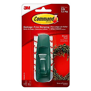 Command Large Utility Hook, Damage Free Hanging Wall Hook with Adhesive Strips, No Tools Wall Hook for Hanging Decorations in Living Spaces, 1 Green Hook and 2 Command Strips