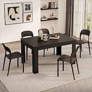 Mobili Fiver, Easy, Extendable Dining Table, 55.1(86.6) x35.4 in, Ashwood Black, Made in Italy