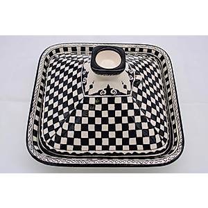 Moroccan Tagine (sizes Vary). Unique Cooking Tagine. Handmade Dish Pot for Cooking Food. Traditional Moroccan Culinary Experience, Made from High-Quality, Heat-Resistant Clay. Made for COOKING AND SERVING. (Black and White 10")