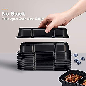 OTOR Bento Boxes Meal Prep Containers 3 Compartments with Clear Airtight Lids Food Grade Deli Container Lunch boxes take away Travel Containers Freezer Safe16oz 25 Sets