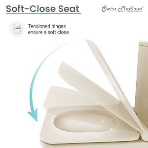 Swiss Madison SM-1T256 Carre One-Piece Toilet, Square Toilet, Dual-Flush Toilet 1.1/1.6 gpf, Modern Toilet, Toilets for Bathrooms on Bisque