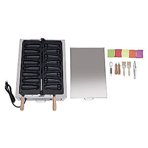 LOYALHEARTDY 8PCS Penis Shape Waffle Maker Commercial Waffle Maker Machine 2200W 110V Non-stick Electric Waffle Stick Machine Hot Dog Baker Great Choice for Bakery, Restaurant Silver and Black