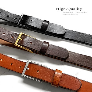 Men's Belts Full Grain Genuine Leather One Piece Casual Dress Belt 1-1/8" (30mm) wide (Tan-Gold, 34)