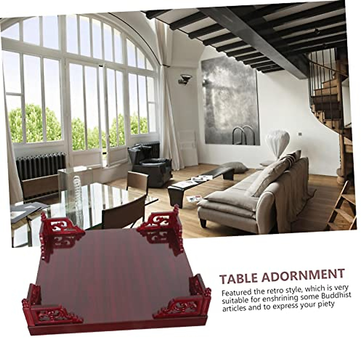 Homoyoyo Household Incense Altar Small Altar Table Wooden Teapot Base Altar Offering Table Vintage Vases Retro Side Table Wooden Side Table Worship Table Antique Style Table Red China