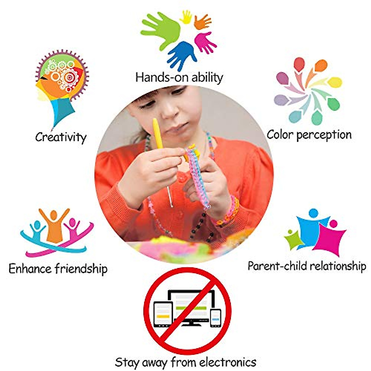 Liberry Colored Rubber Bands Bracelet Making Kit with Loom Bands Storage Container. Great Gifts for Girls and Boys, No Loom Board Included.