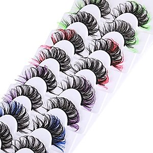Colored Eyelashes Fluffy Eye Lashes with Color Colorful D Curl Strip Lashes Look Like Extensions 5D Mink Natural Wispy Salon Perfect False Eyelashes Pack 8 Pairs By GODDVENUS