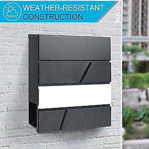 Lockable Mailboxes with Keys,Outdoor Wall Mounted Mail Box with Large Capacity,14 3/10" x 4 1/10" x 13",White