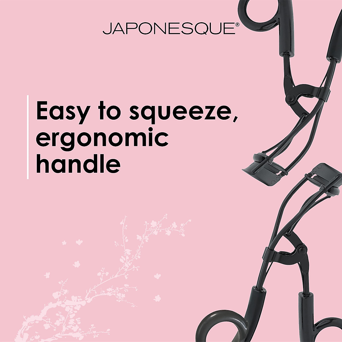 JAPONESQUE Midnight Lash Curler with Natural Arch for Sweeping Volume on Natural or False Lashes, Holds Curl for up to 8 Hours, Includes 1 Refill Pad