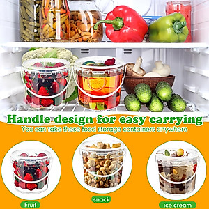 Funnymoom 20 Pack 48 oz Clear Buckets with Lid Plastic Ice Cream Buckets with Lid and Handle Ice Cream Tub Food Storage Containers Round Plastic Pails Freezer and Microwave Safe for Food
