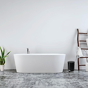 Moorefield Round Soft-Close Step On Bathroom Wastebin, Stainless Steel 1.3 Gallon Trash Can with Premium Pedal and Lid (Matte Black)