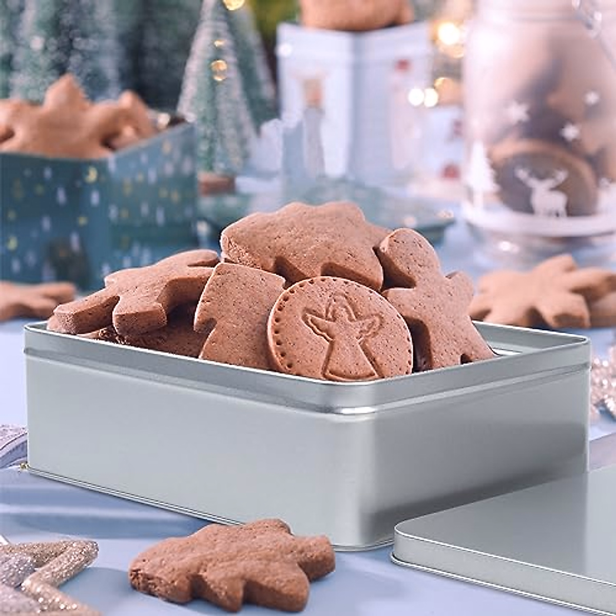 Empty Metal Tins Box with Lid,6 Pack Stainless steel Tins Cans Storage Container for Treats, Gifts, Candle, Favors and Crafts, Silver (7 x 4.3 x 2.2 Inches)