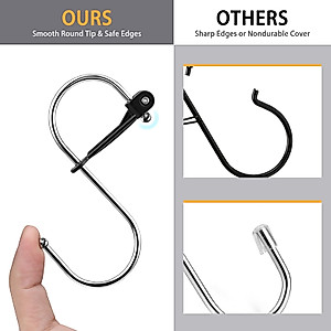 S Hooks, 8Pcs S Hooks for Hanging with Safety Buckle, 3.5 Inch Heavy Duty S Shaped Hooks for Kitchen, Closet