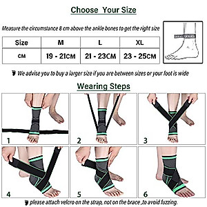 Ankle Support Brace, Adjustable Compression Ankle Support, for Men Women Achilles Tendon Support and Plantar Fasciitis, Stabilize Ligaments, Eases Pain Swelling and Sprained Ankle Pain (Large)