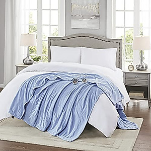 Beautyrest Electric Blanket Luxurious Micro Fleece Ultra Soft Ribbed Textured, Cozy and Snuggly Cover for Cold Weather, Fast Heating, Auto Shut Off, 20 Level Heat Setting Controller, King, Blue