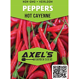 Cayenne Pepper Seeds for Planting Outdoors | Non GMO Heirloom Seed Packets | Full Planting Instructions to Plant & Grow Vegetables in Home Garden | 100 Cayenne Pepper Seeds Per Packet, 1 Packet